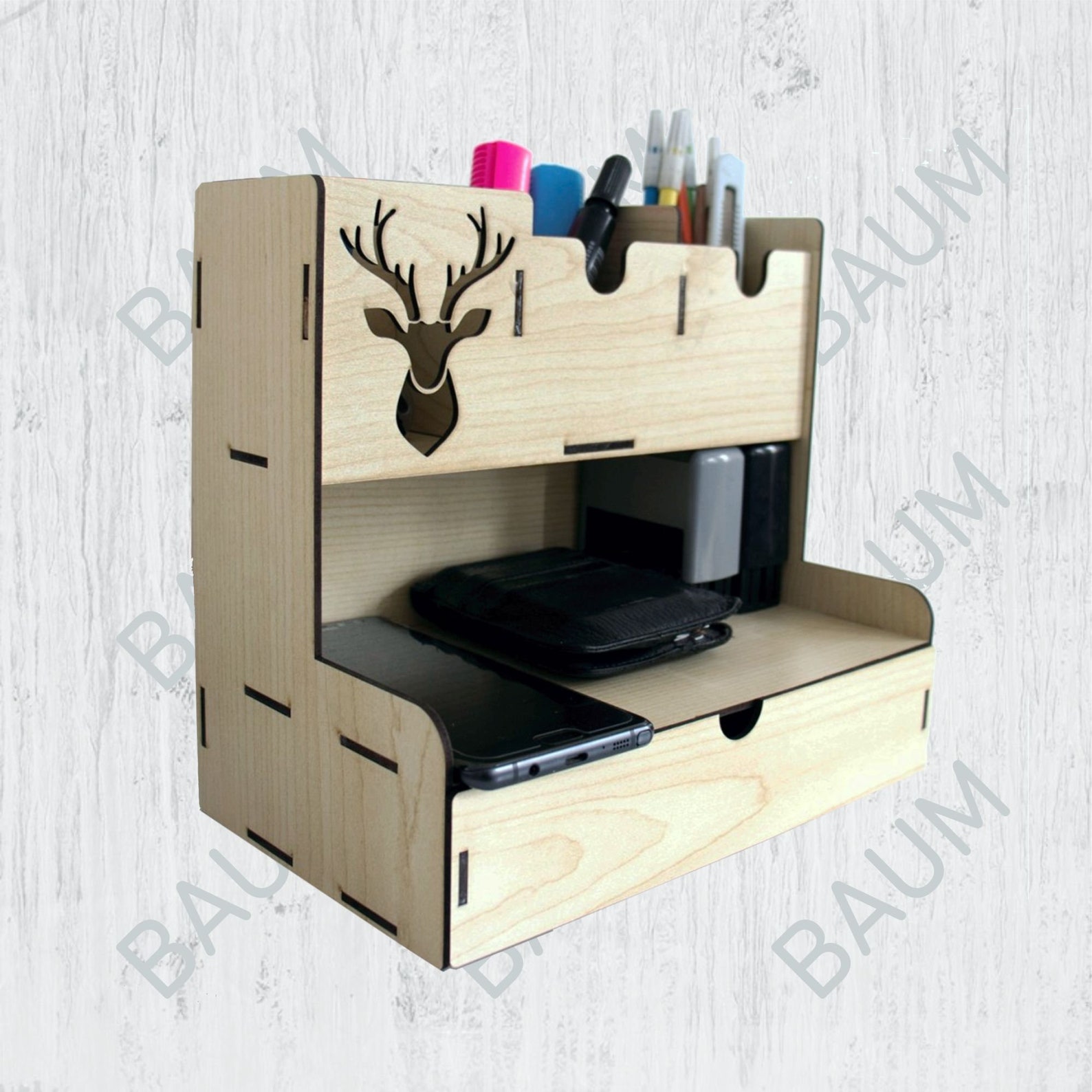 Pen Holder Organizer Laser Cut Svg, Desk Organizer, Vector Files, Svg ...