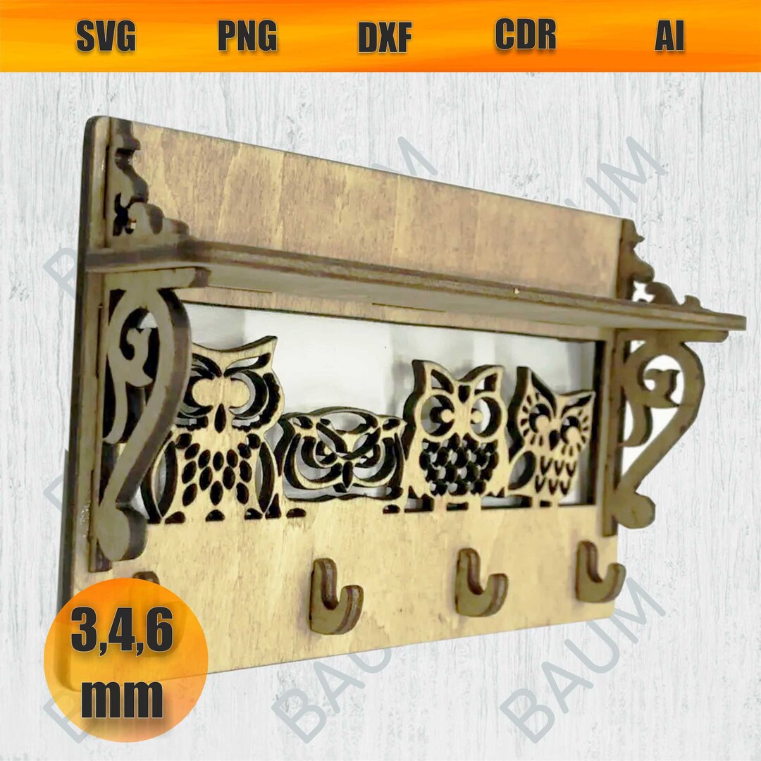 Key Holder Laser Cut Svg, Wooden Key Holder, Laser Cut Wood Organizer ...