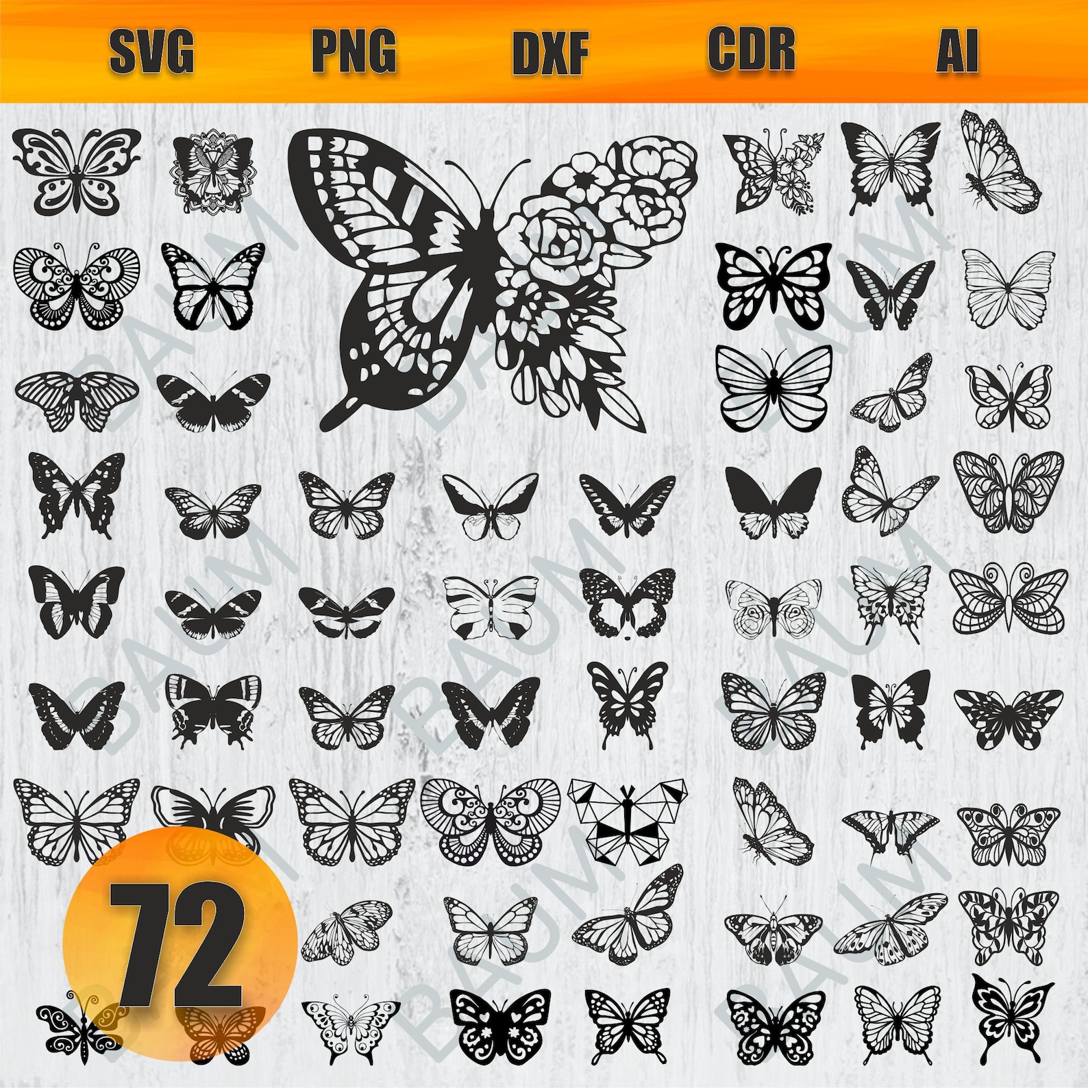 Butterfly SVG Bundle, Butterfly Symbol, Svg Ai Cdr Dxf Png, Ready to ...