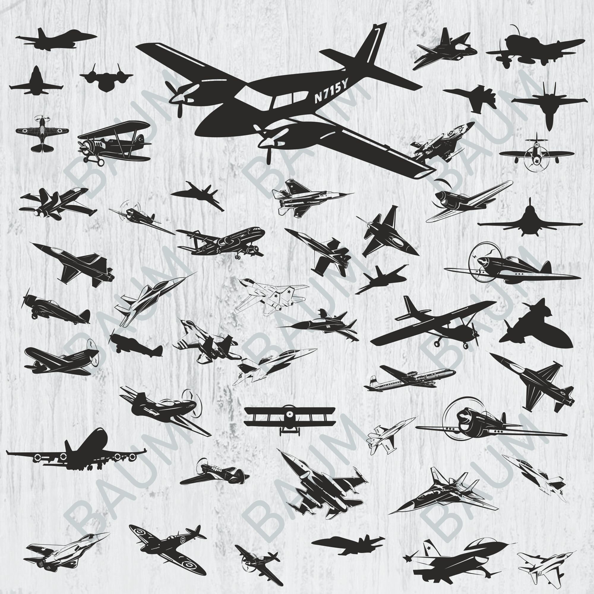 Plane Svg Bundle, Airplane Symbols, Vector Files, Svg Ai Cdr Dxf Png ...