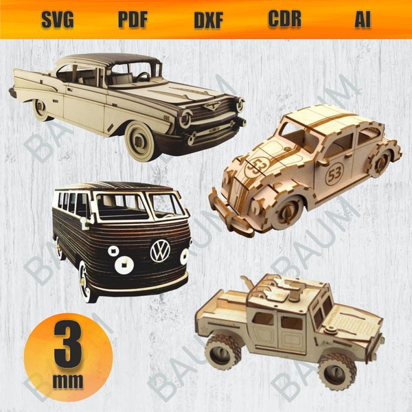 Laser Cut Files Classic Cars - Etsy