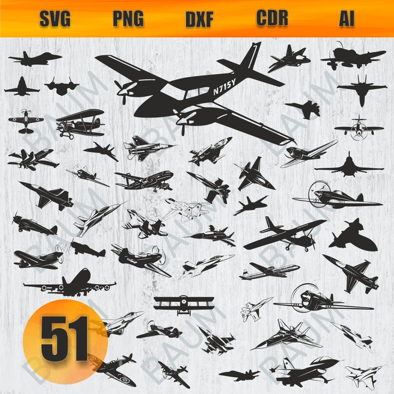 Plane Svg Bundle, Airplane Symbols, Vector Files, Svg Ai Cdr Dxf Png ...