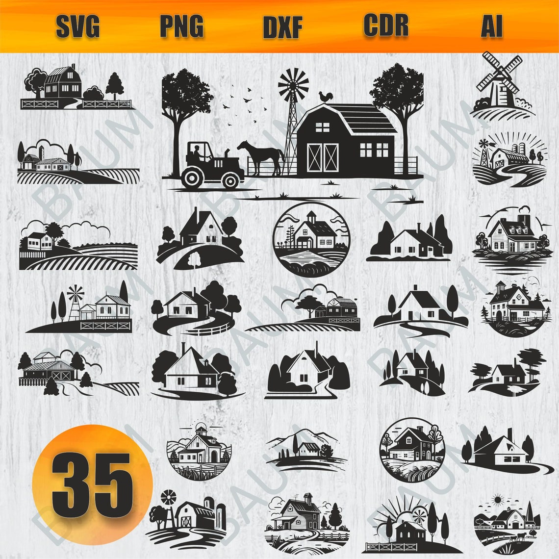 Farm House SVG Bundle, House Svg, Farm House Design, Svg Ai Cdr Dxf Png ...