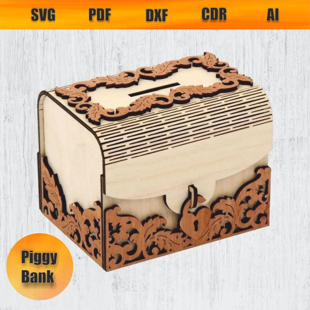 Wooden Money Bank, Wooden Piggy Banks, Laser Cut File, Svg Ai Cdr Dxf ...