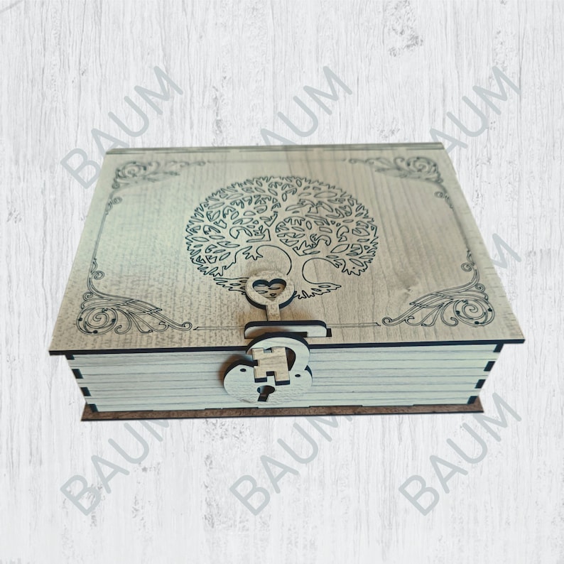 Lockable Book Box Svg Bundle for 3mm and 4mm, Tree of Life, Vector ...