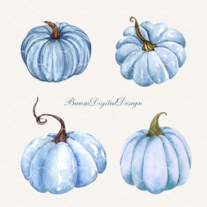 Blue Pumpkin Clipart, Blue Autumn Pumpkin Bundle, Fall Pumpkin Png ...