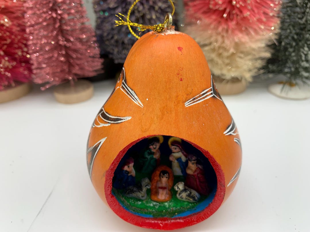 Nativity Diorama Gourd Hand Painted and Carved - Etsy