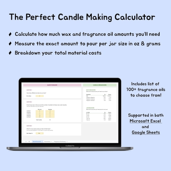 Candle Calculator Google Sheet - Etsy