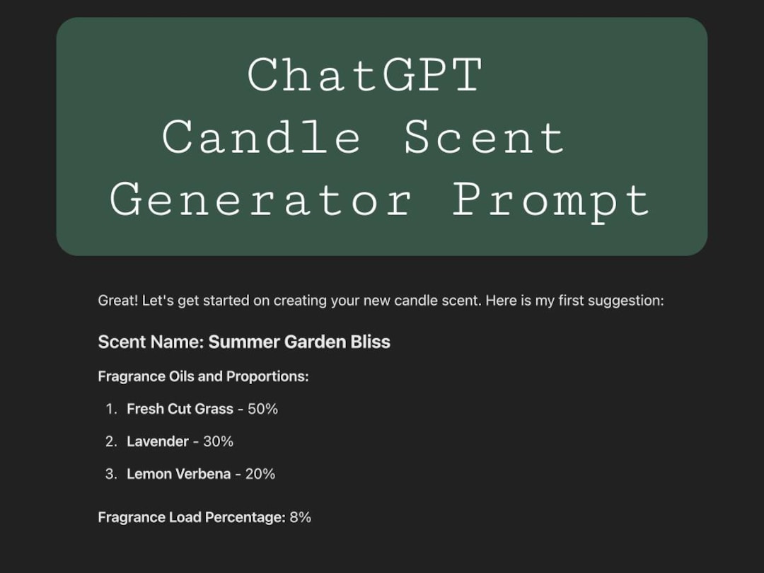 Candle Scent Generator and Recipe, Fragrance Oil Mixing Prompt for ...