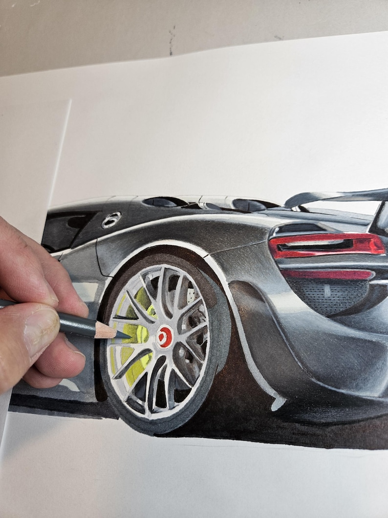 Porsche 918, Digital Art, Pencil Art, Supercar Art, Car Guy Art, Custom ...