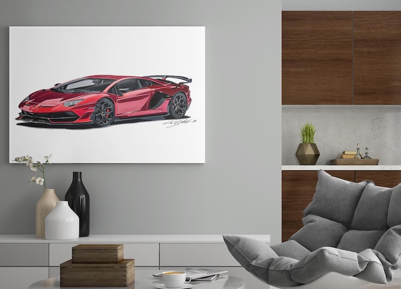 Lamborghini SVJ Poster Wall Art, Supercar Poster, Car Guy Art ...