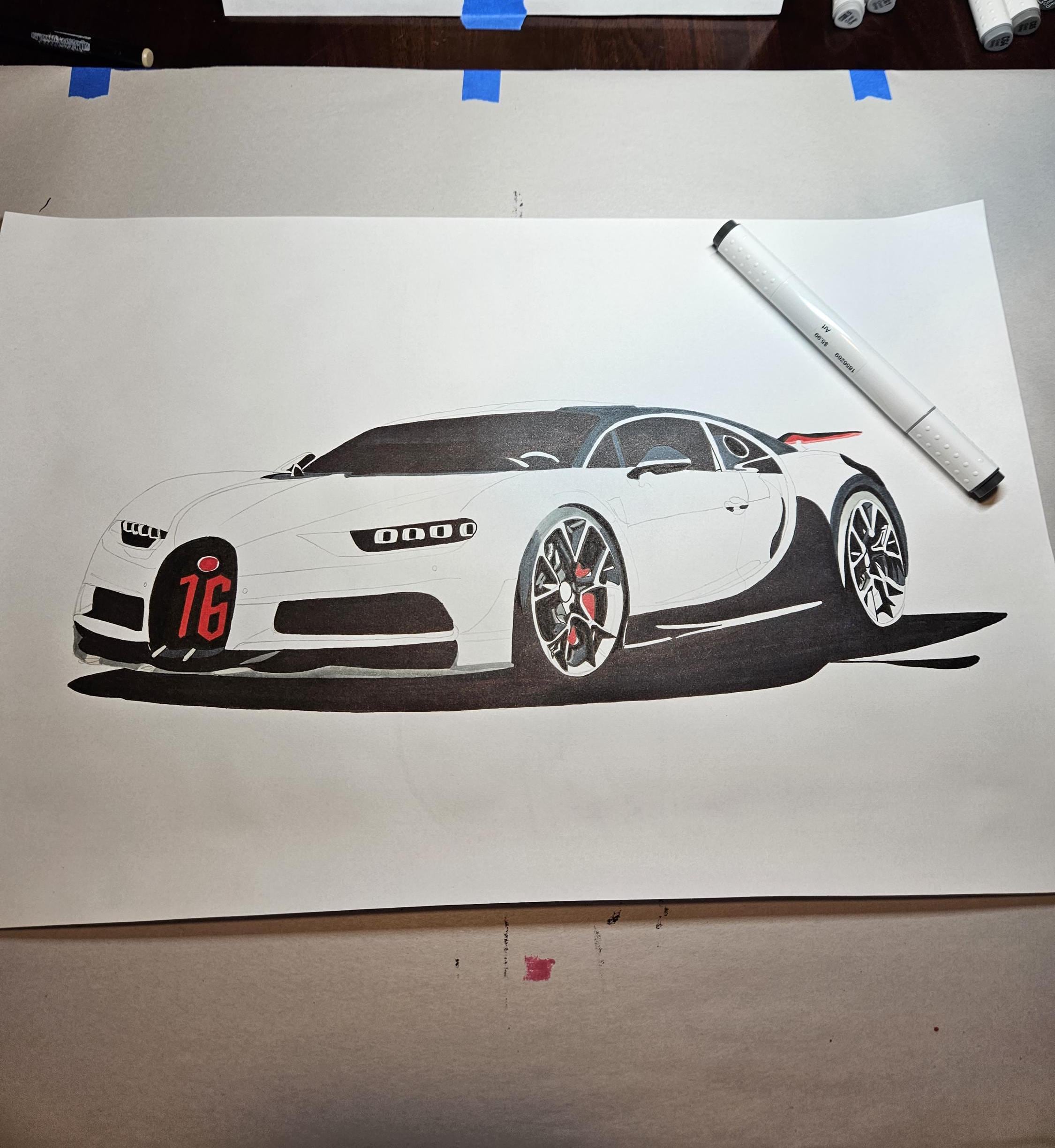 Bugatti Chiron Art: Original Hand-drawn Pencil Car Portrait (11x17) - Etsy
