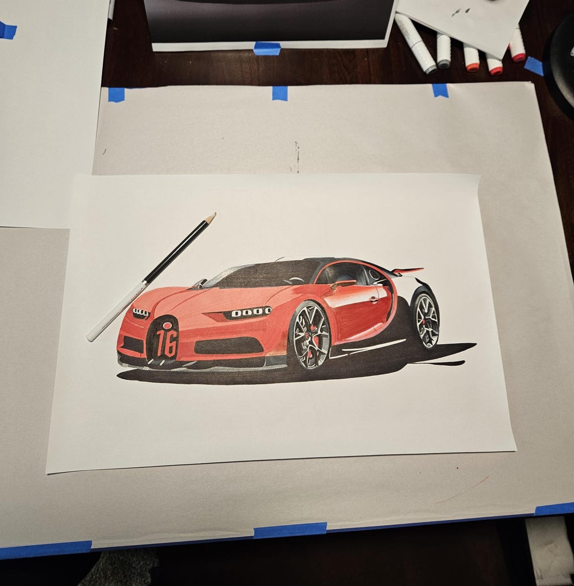 Bugatti Chiron Hand Drawn Art, Pencil Art, Supercar Art, Car Guy Art ...