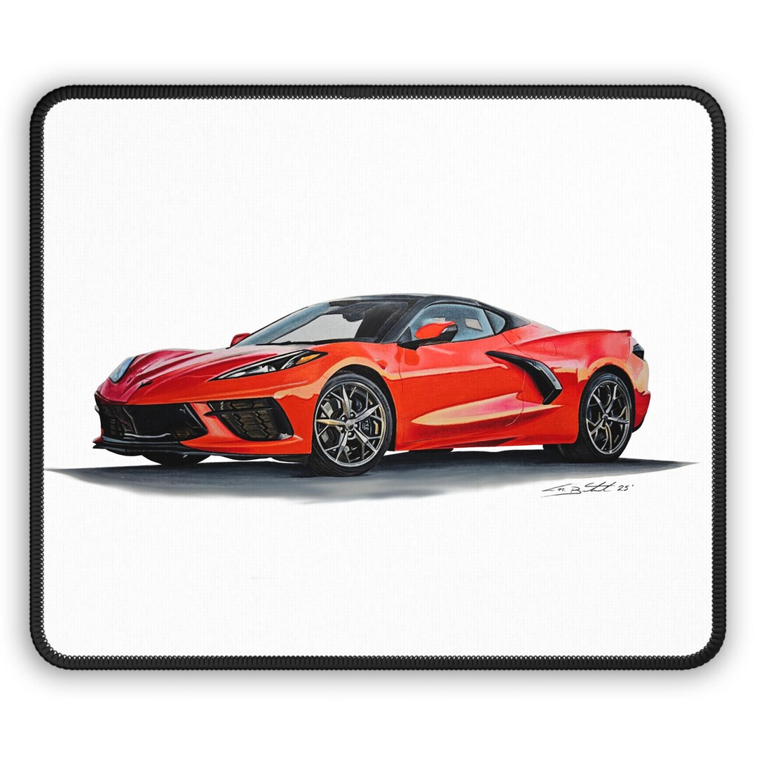 Corvette C8 Mouse Pad: Crimson Sunset Sportscar Art - Etsy