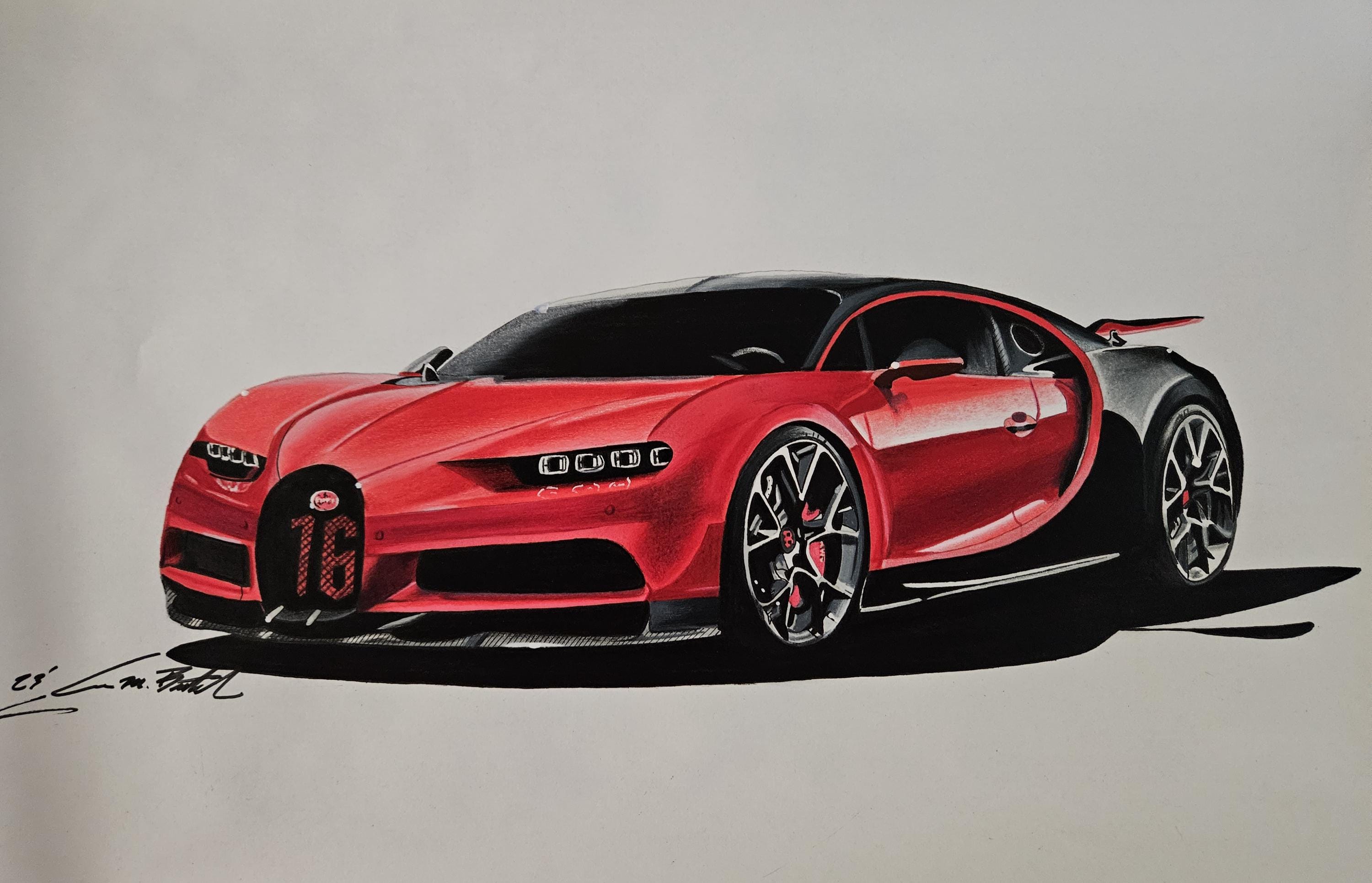 Bugatti Chiron Art: Original Hand-drawn Pencil Car Portrait (11x17) - Etsy