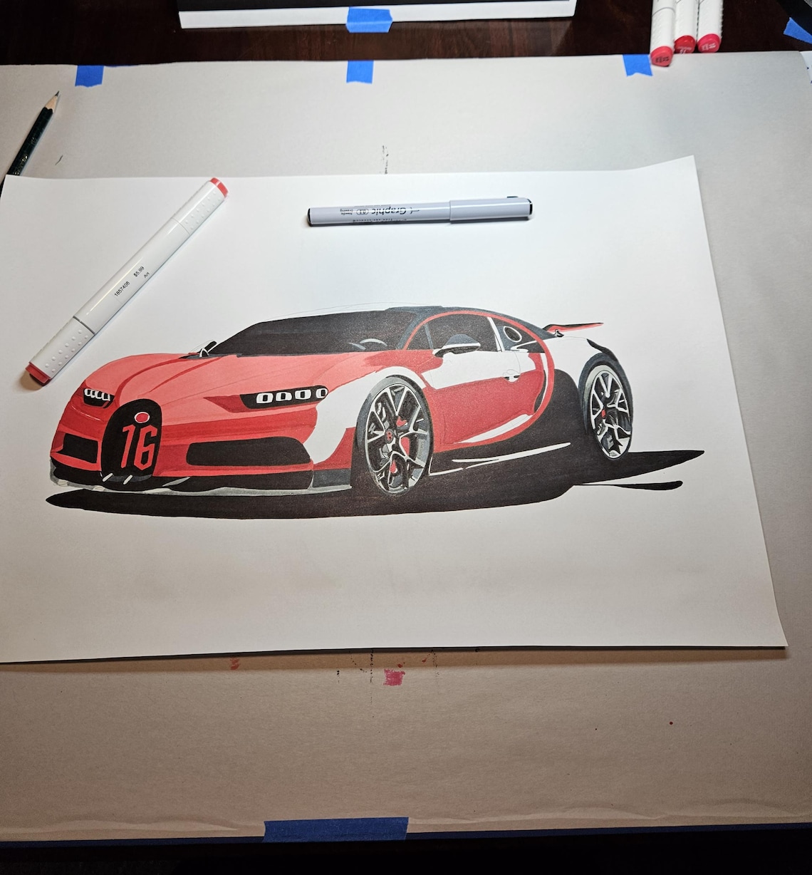 Bugatti Chiron Hand Drawn Art, Pencil Art, Supercar Art, Car Guy Art ...