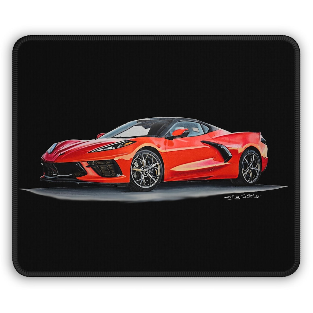 Red Corvette C8 Mouse Pad: Sportscar Art, Office Gift - Etsy