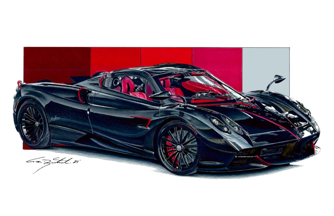Pagani Huayra Art: Hand-drawn Supercar Wall Decor, Car Art - Etsy