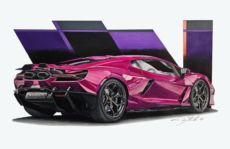 Lamborghini Revuelto Poster: Hand-drawn Supercar Art on Canvas - Etsy