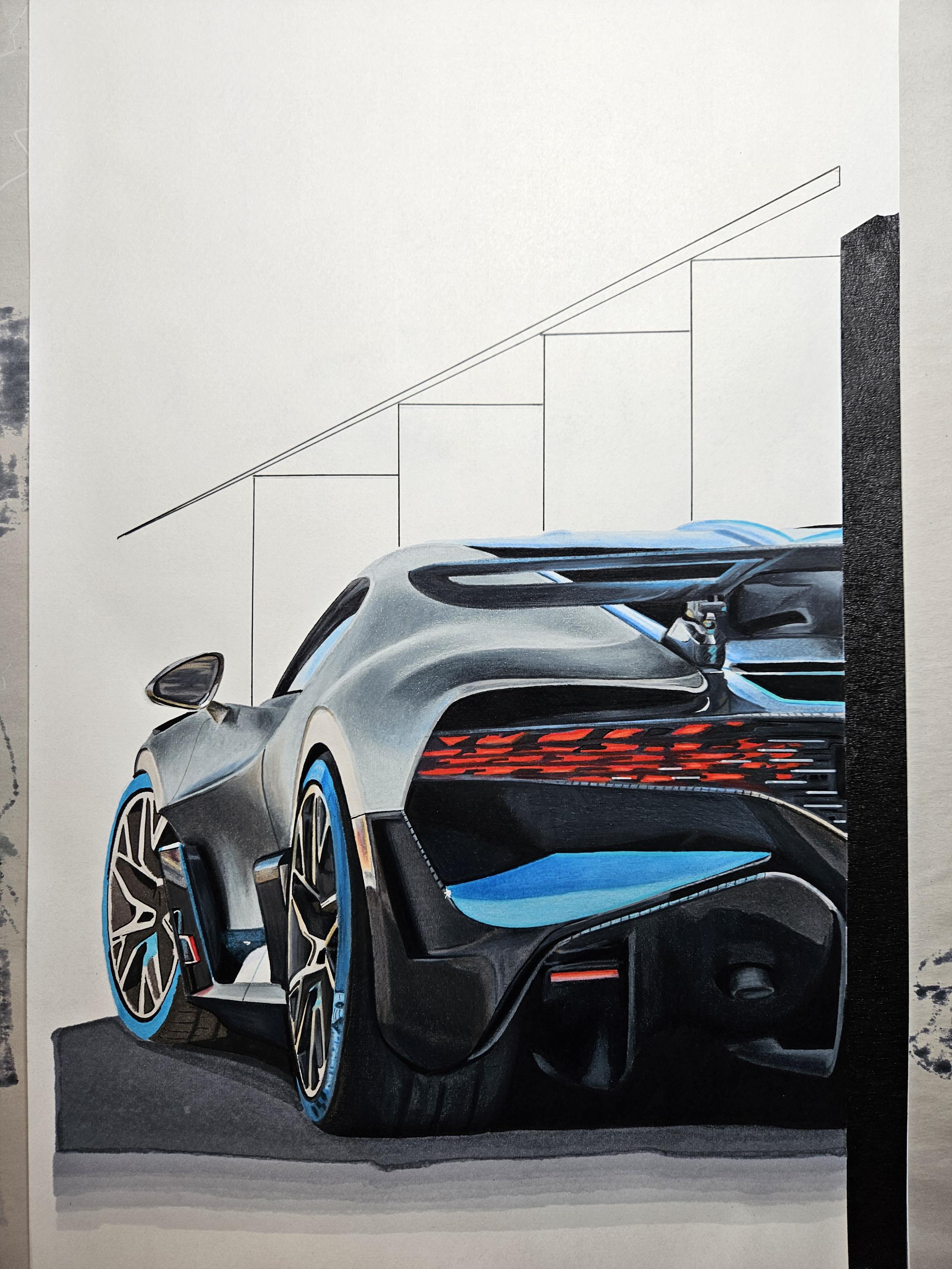 Bugatti Divo Supercar Art Print: Original Automotive Drawing, Bugatti ...
