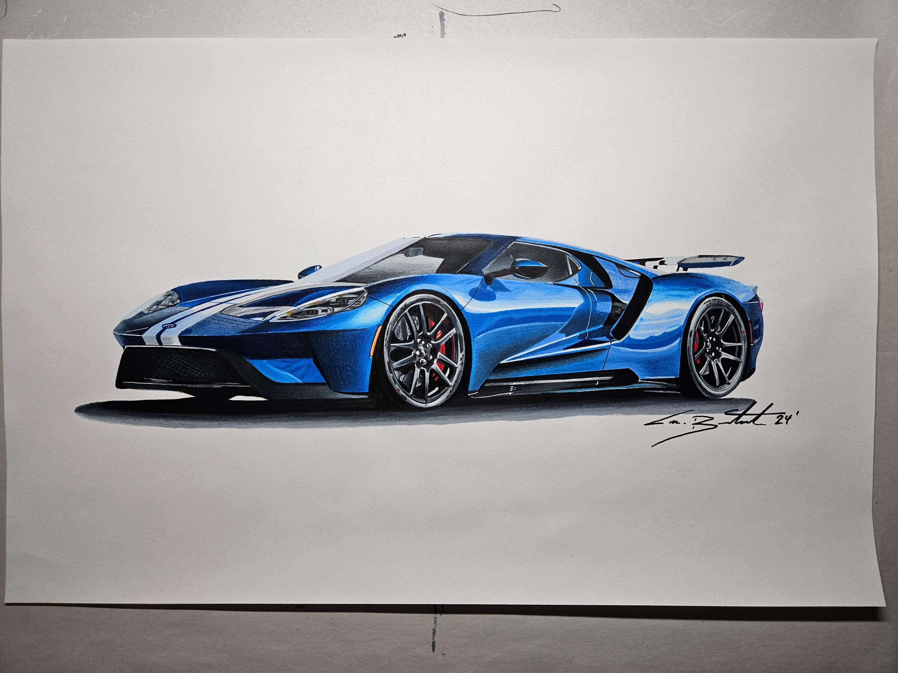 Ford GT40 Art Print: Original Hand-drawn Supercar Pencil Drawing - Etsy