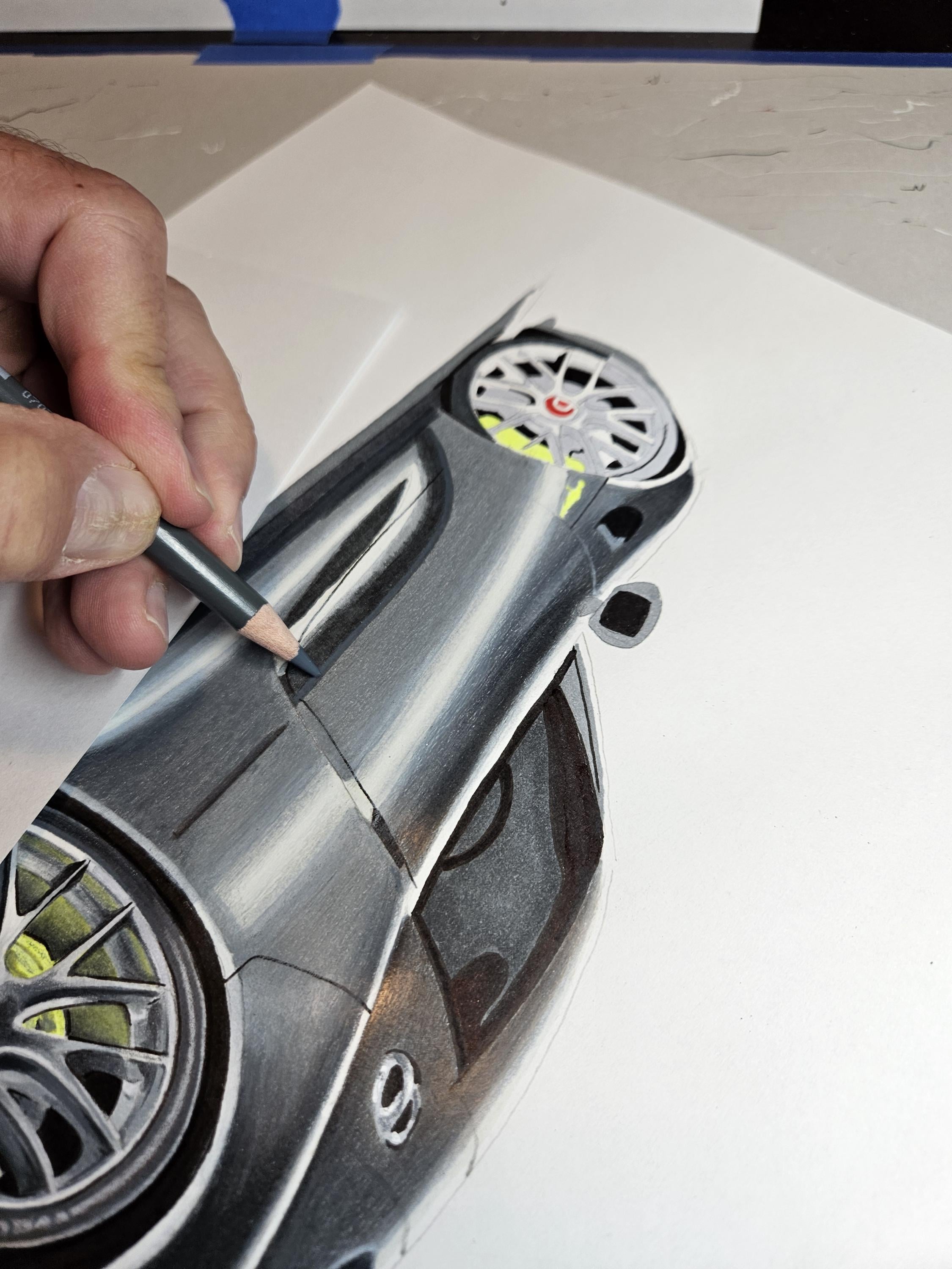Supercar 918, Art Print, Pencil Art, Supercar Art, Car Guy Art, Custom ...