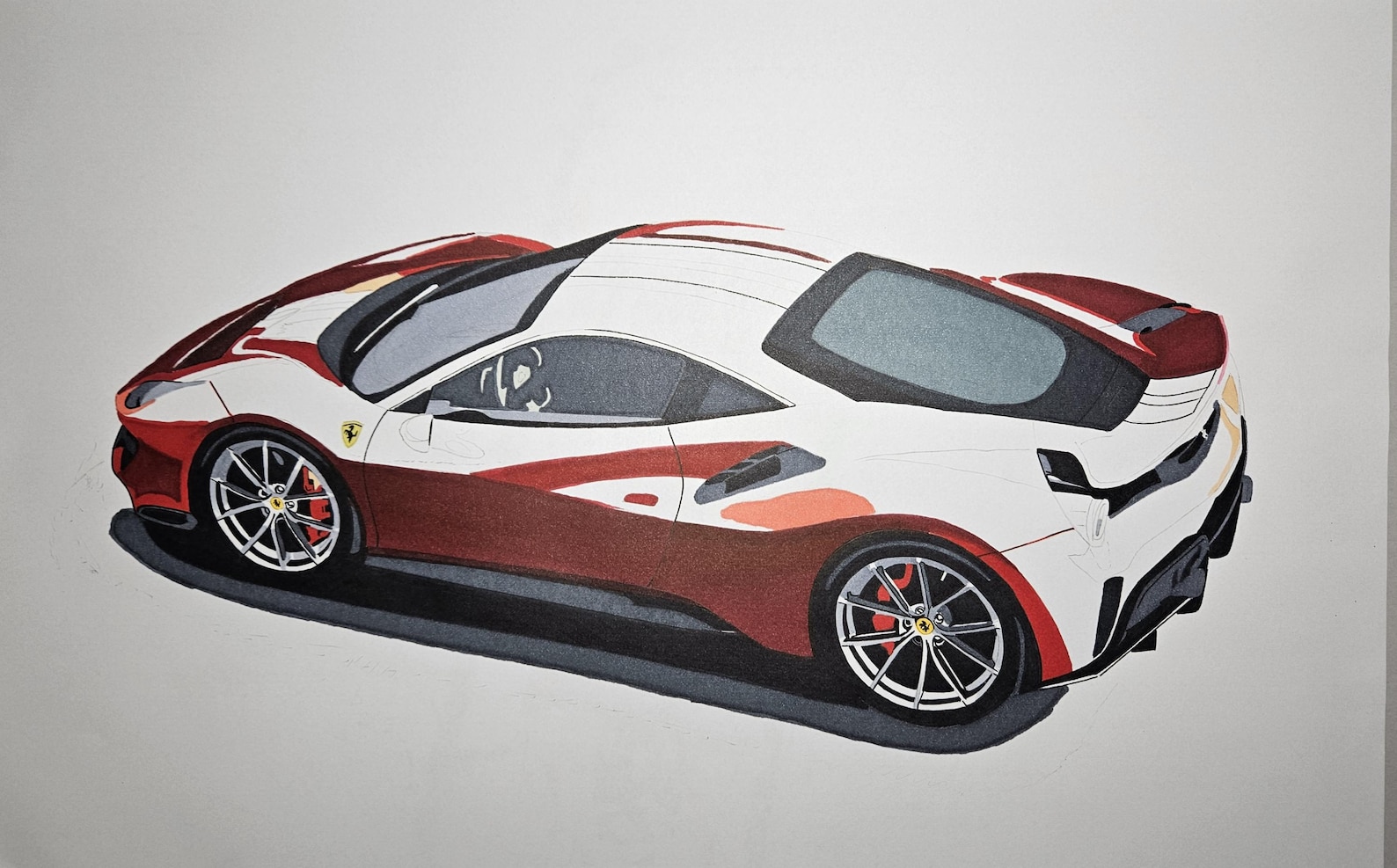 Ferrari 488 Pista Art: Original Hand-drawn Supercar Pencil Portrait ...