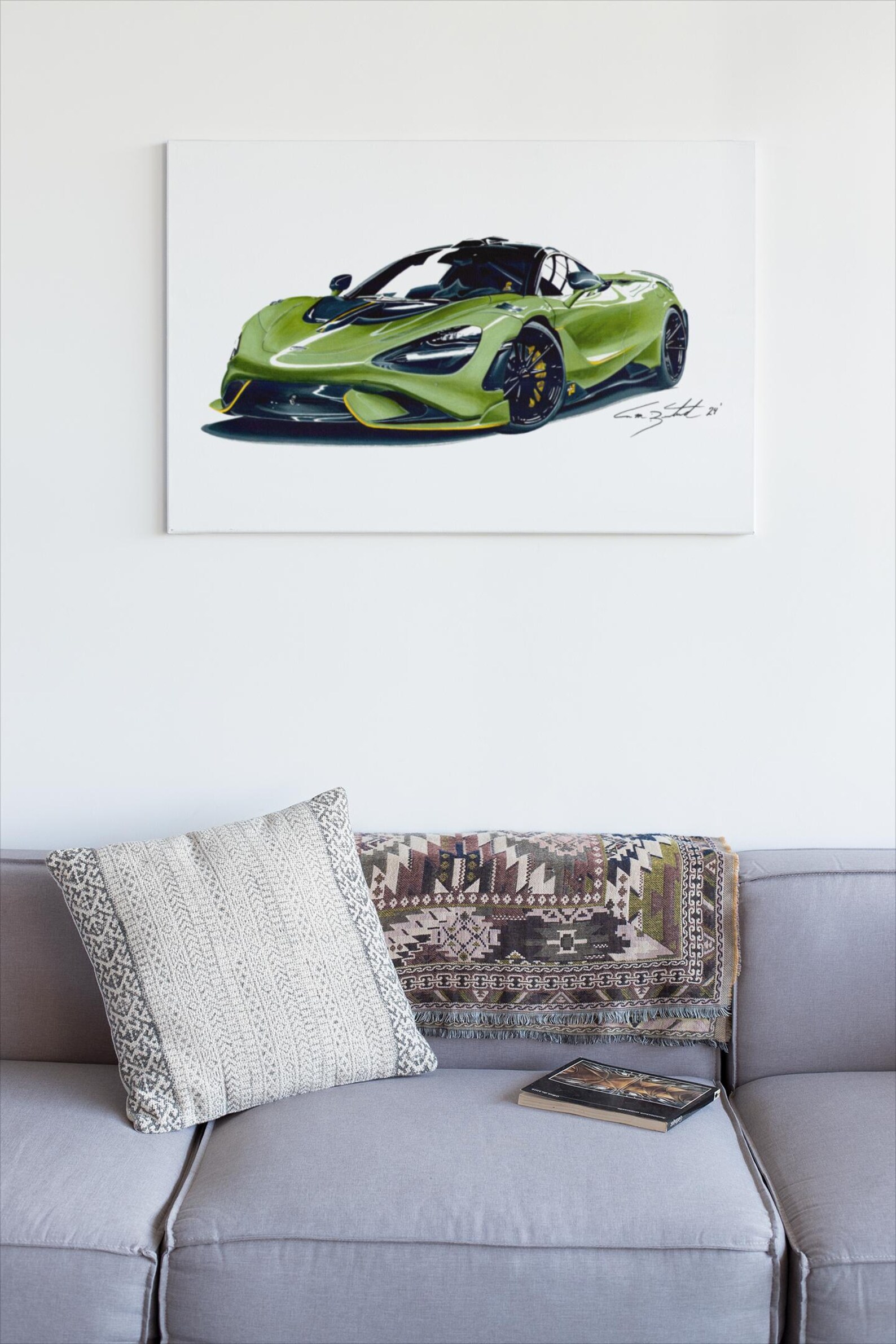 Mclaren 765LT Hand Drawn Art, Supercar Pencil Portrait, Car Wall Decor ...