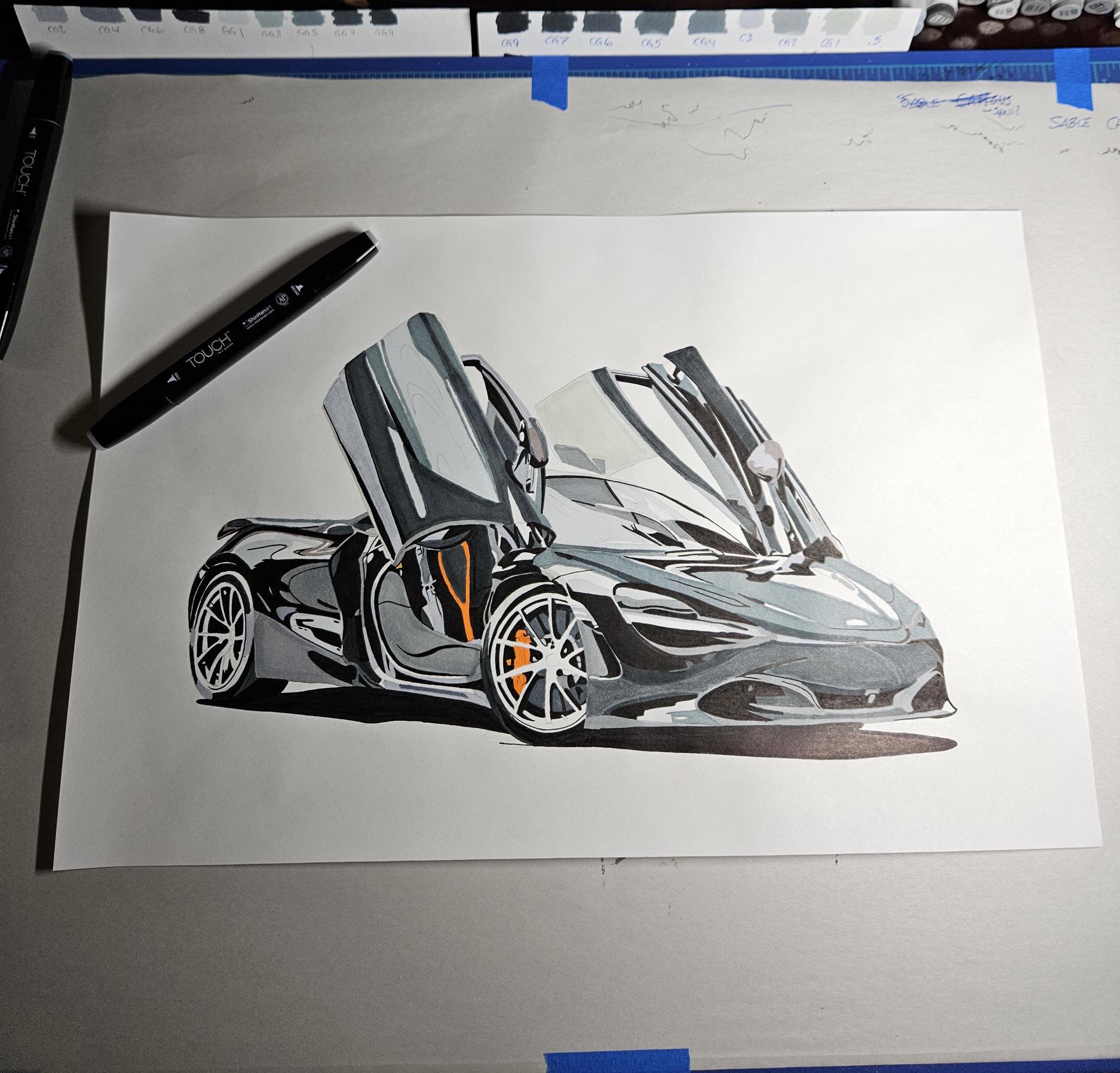 Mclaren 720s, Art Print, Pencil Art, Supercar Art, Car Guy Art, Custom ...