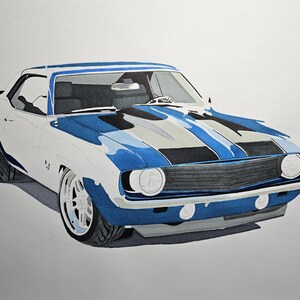 1969 Chevy Camaro Art Print: Classic Muscle Car Portrait (digital ...
