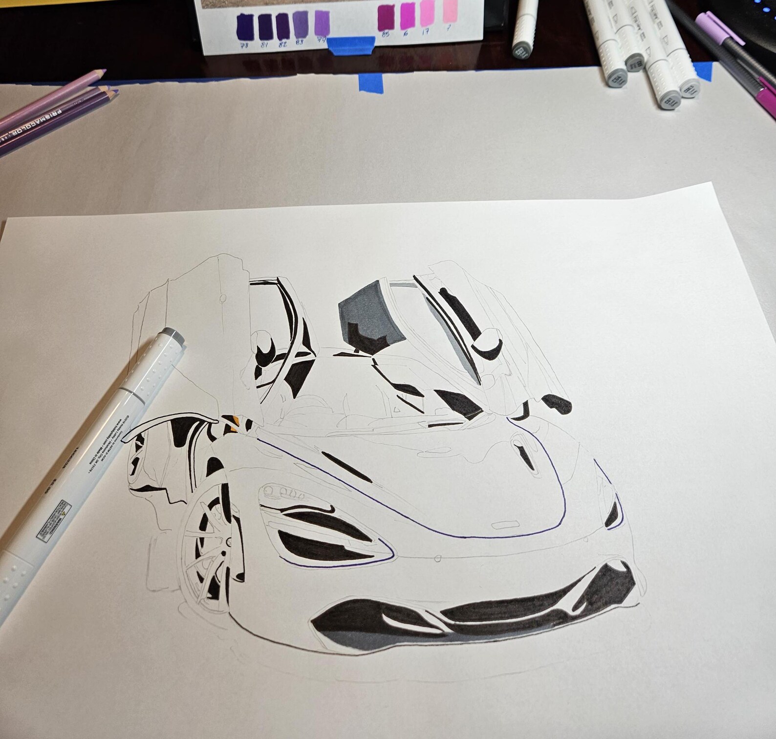 Mclaren720s Hand Drawn Art, Pencil Art, Supercar Art, Car Guy Art ...