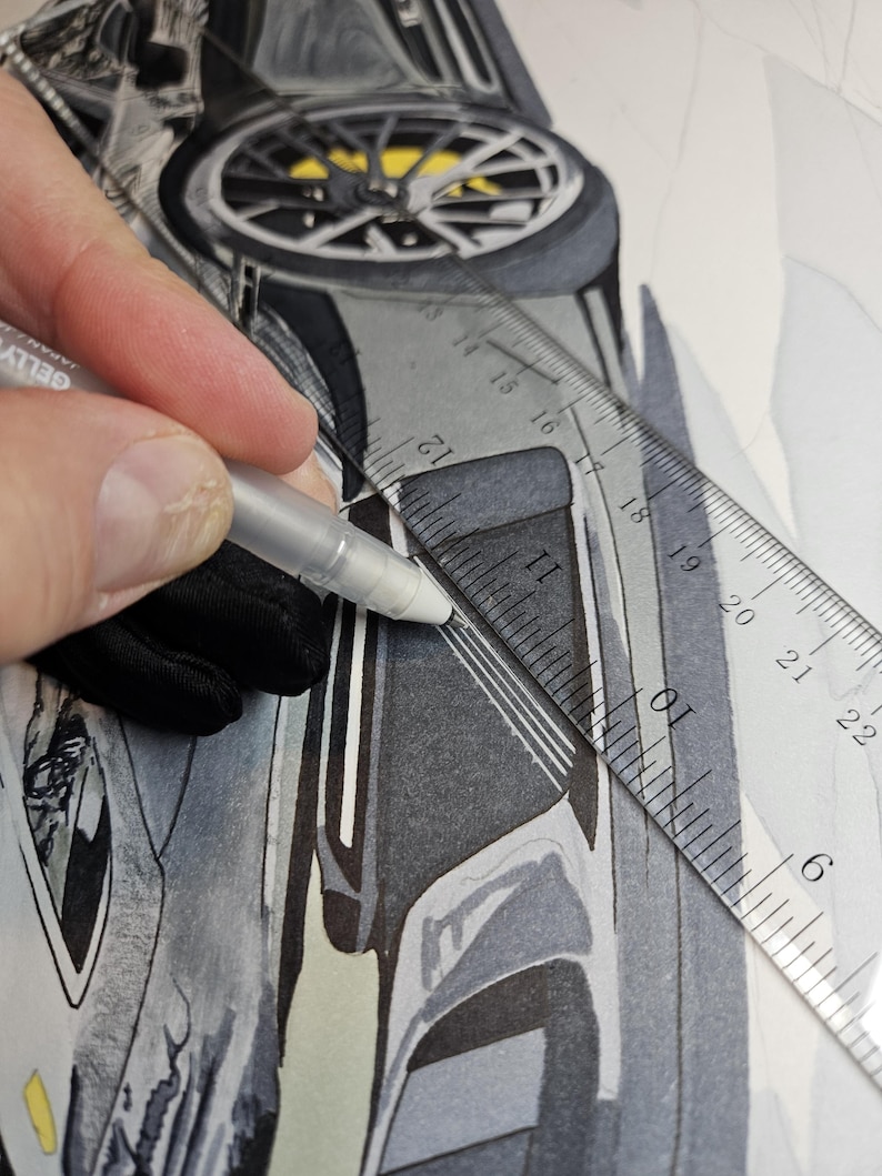 Porsche GT2-RS Art: Original Hand-drawn Supercar Portrait (11x17 Inch ...