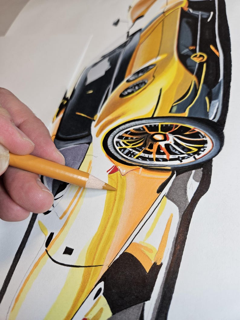 Pagani Huayra Art: Original Hand-drawn Supercar Pencil Drawing (11x17 ...