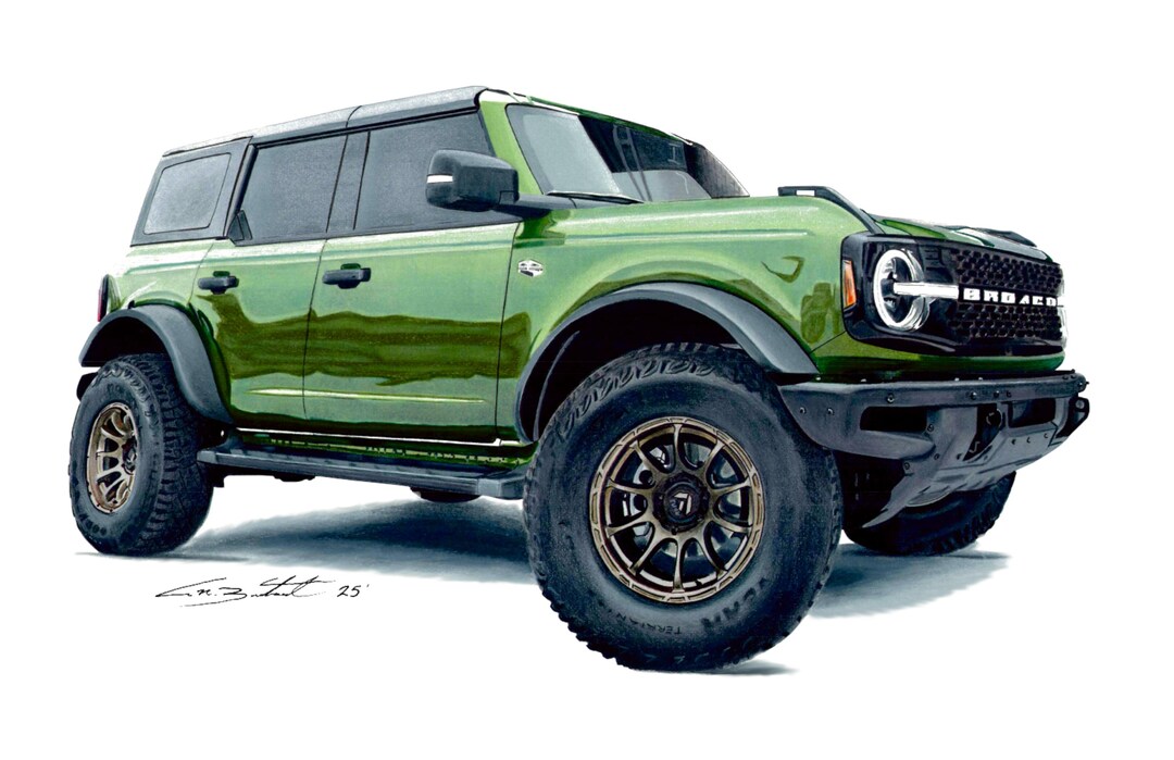 Ford Bronco Art Print: Hand-drawn Car Portrait (digital Download - Etsy