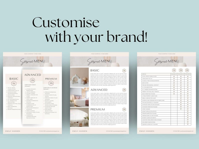 Real Estate Service Menu Template: Realtor Commission Sheet (canva ...
