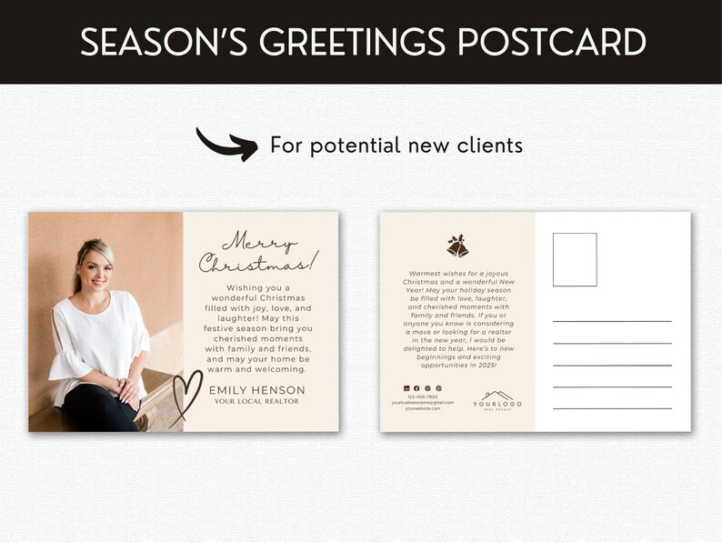 Christmas Post Cards Real Estate | Client Thank You | Realtor Holiday ...