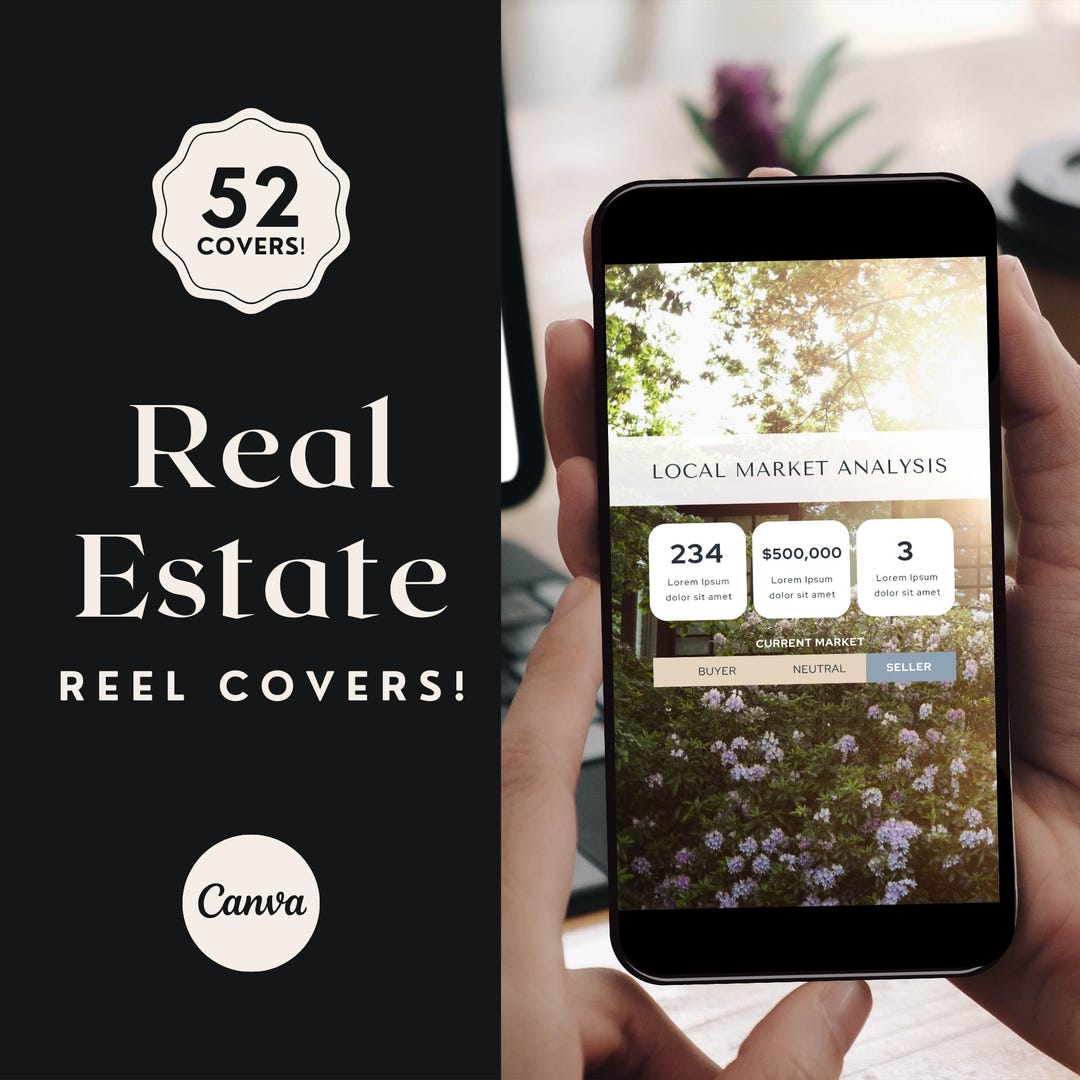 Realtor Reel Covers: Real Estate Social Media Templates (canva, 52 ...