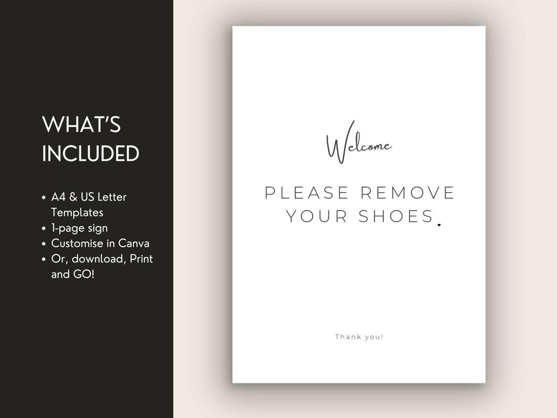 Please Remove Your Shoes Realtor Open House Sign: Printable Welcome ...