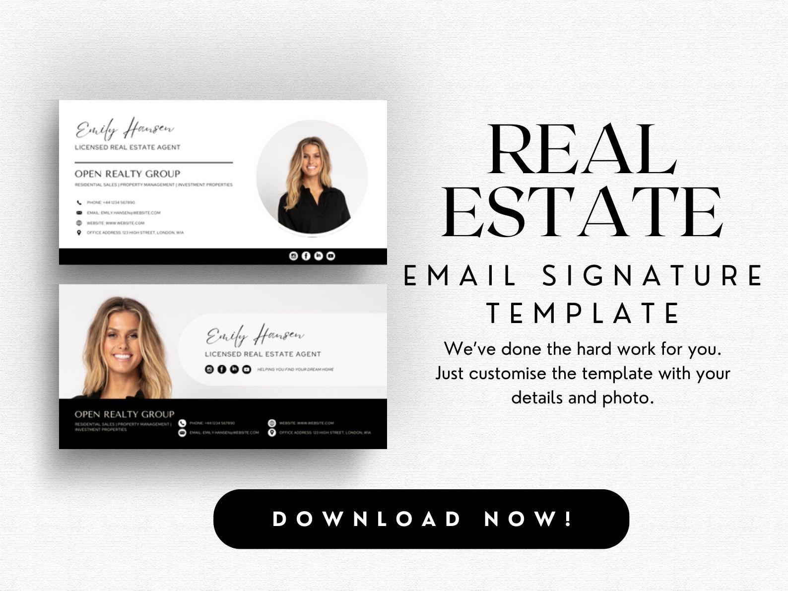 Luxury Real Estate Email Signature Template: Canva Design (digital ...
