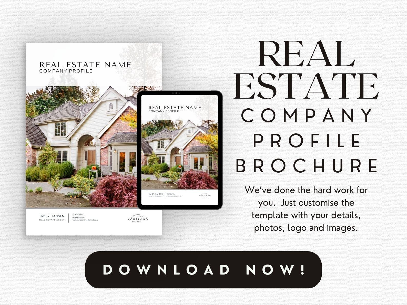 Real Estate Company Profile Template: Canva Editable Brochure (digital ...