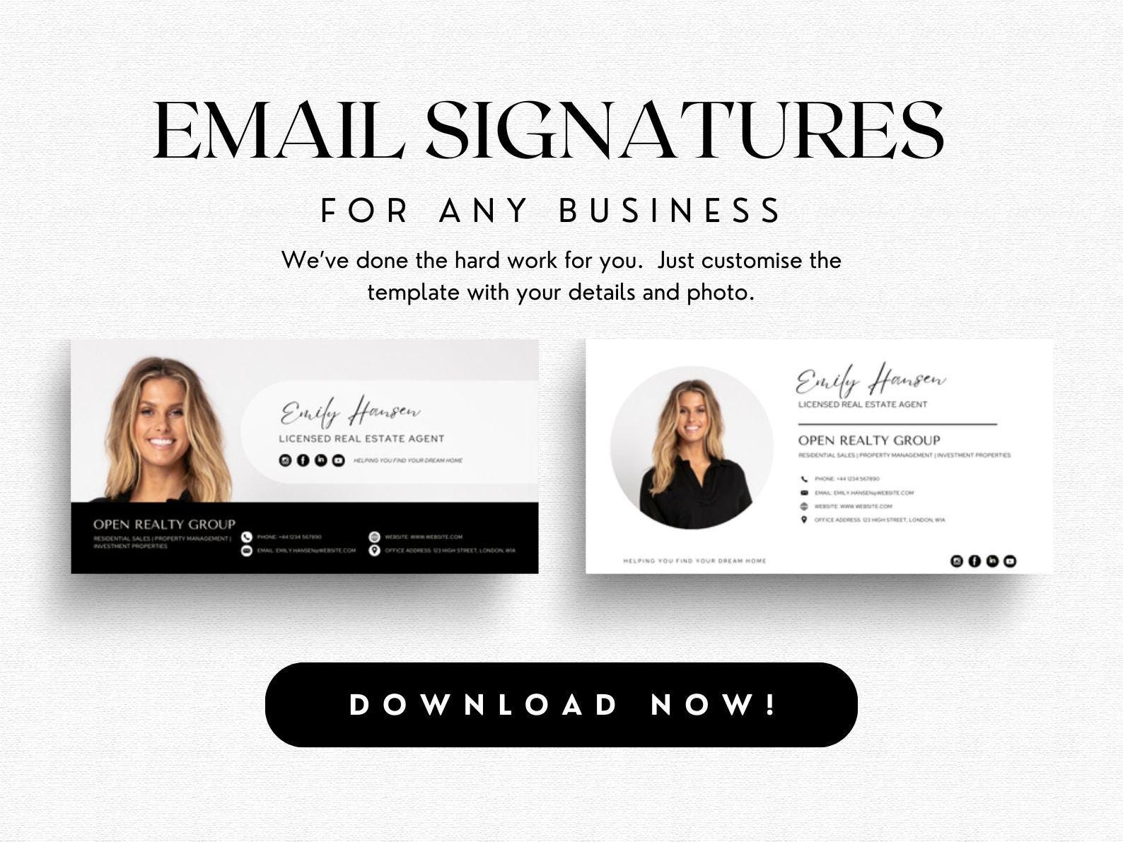 Real Estate Email Signature Templates: Canva Design (digital Download ...