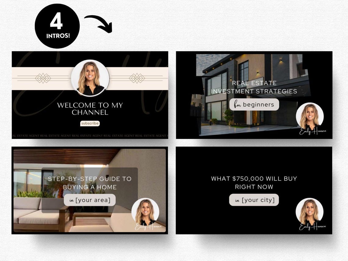 Realtor Youtube Intro & Outro Templates: Real Estate Branding (DIY ...