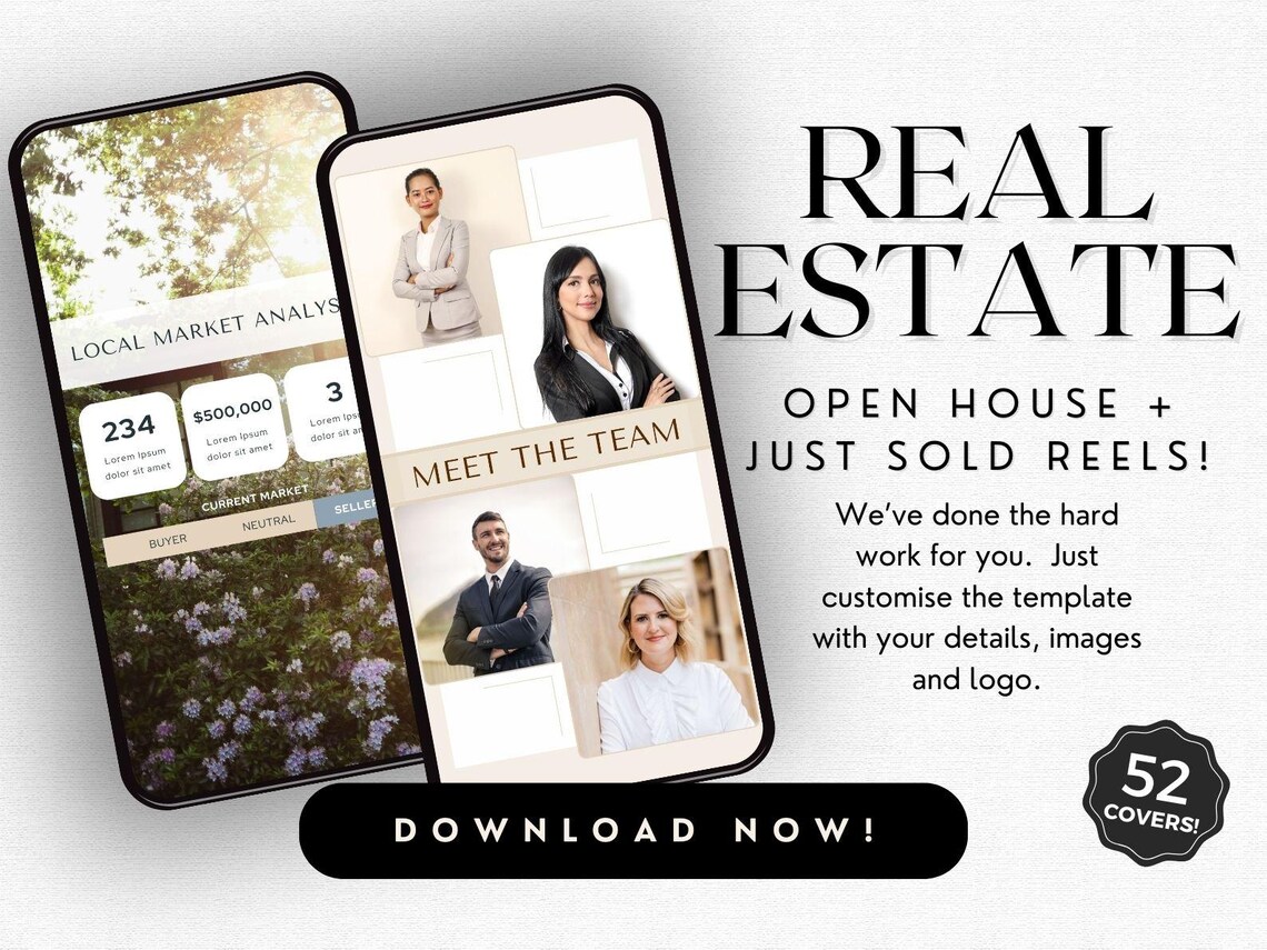 Realtor Reel Covers: 52 Real Estate Instagram Templates (canva) - Etsy