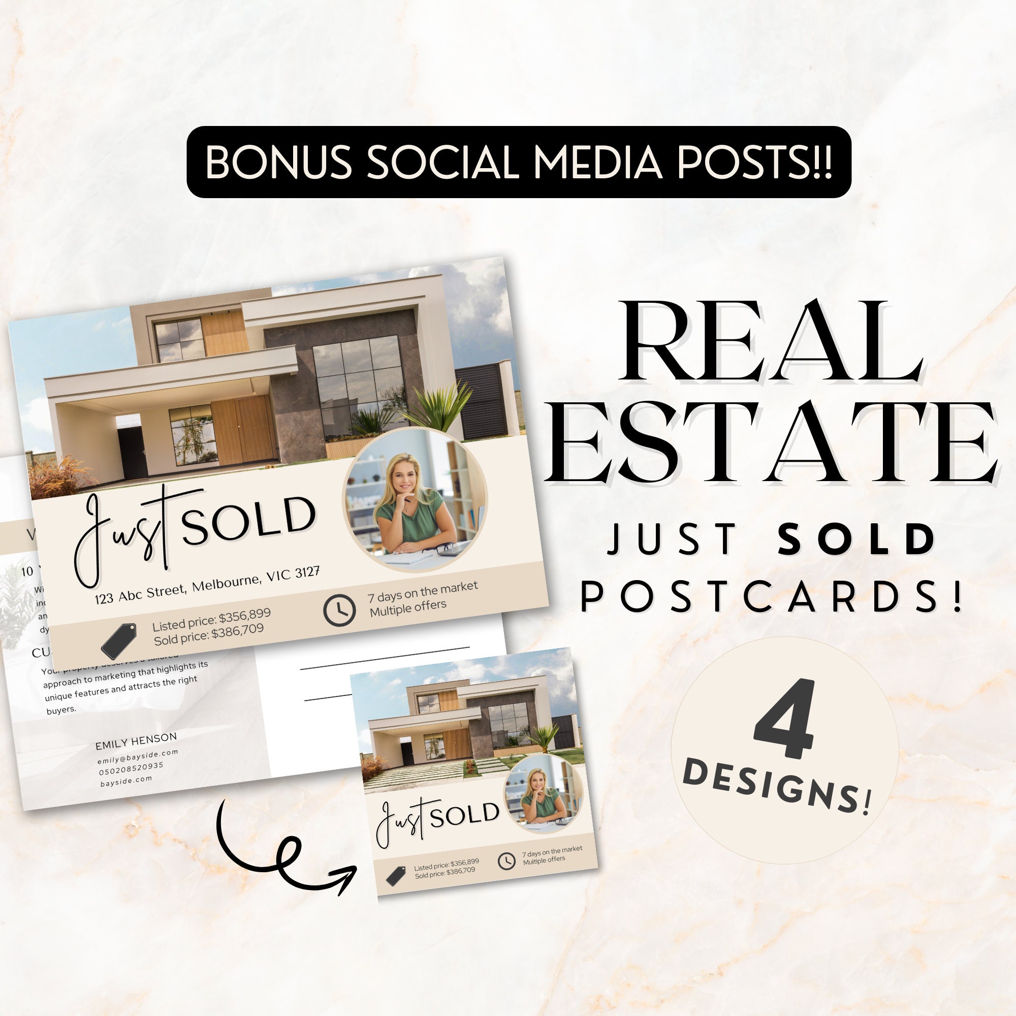 Just Sold Real Estate Postcard | Listing Presentation | Just Sold Flyer ...