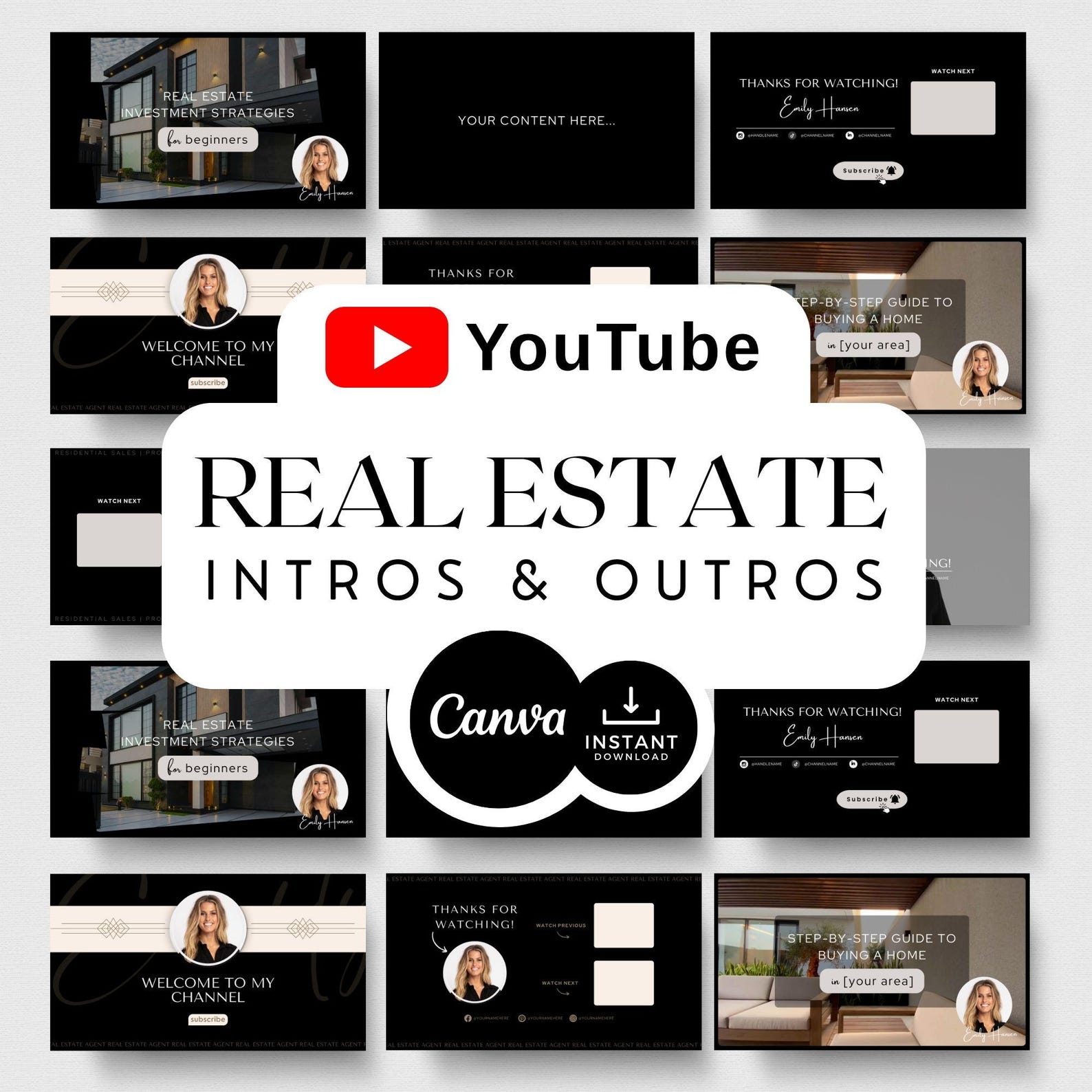 Realtor Youtube Intro & Outro Templates: Real Estate Branding (DIY ...