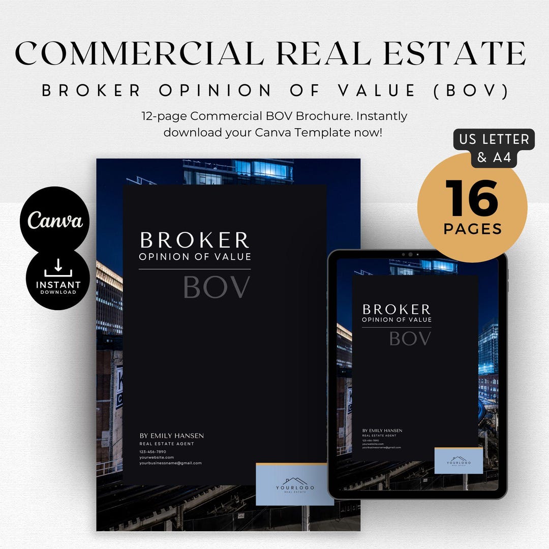 Commercial Real Estate BOV Template: 16-page Property Valuation ...