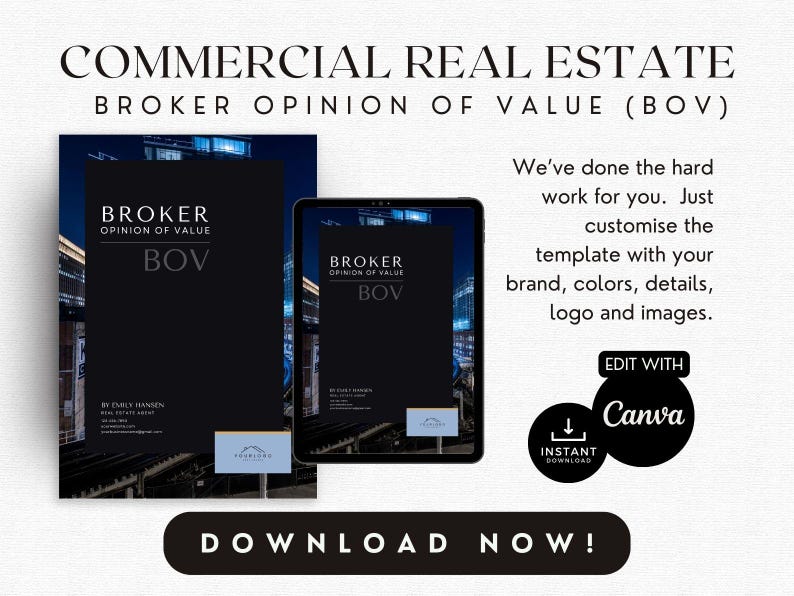 Commercial Real Estate BOV Template: 16-page Property Valuation ...