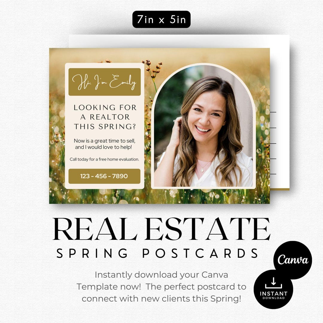 Spring Real Estate Postcard: Green Floral Design, Realtor Marketing ...