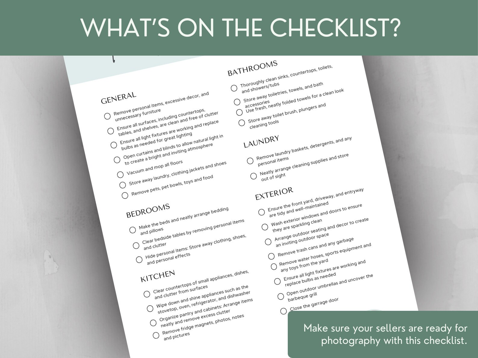 Real Estate Photography Checklist | Listing Presentation | Home Photos ...