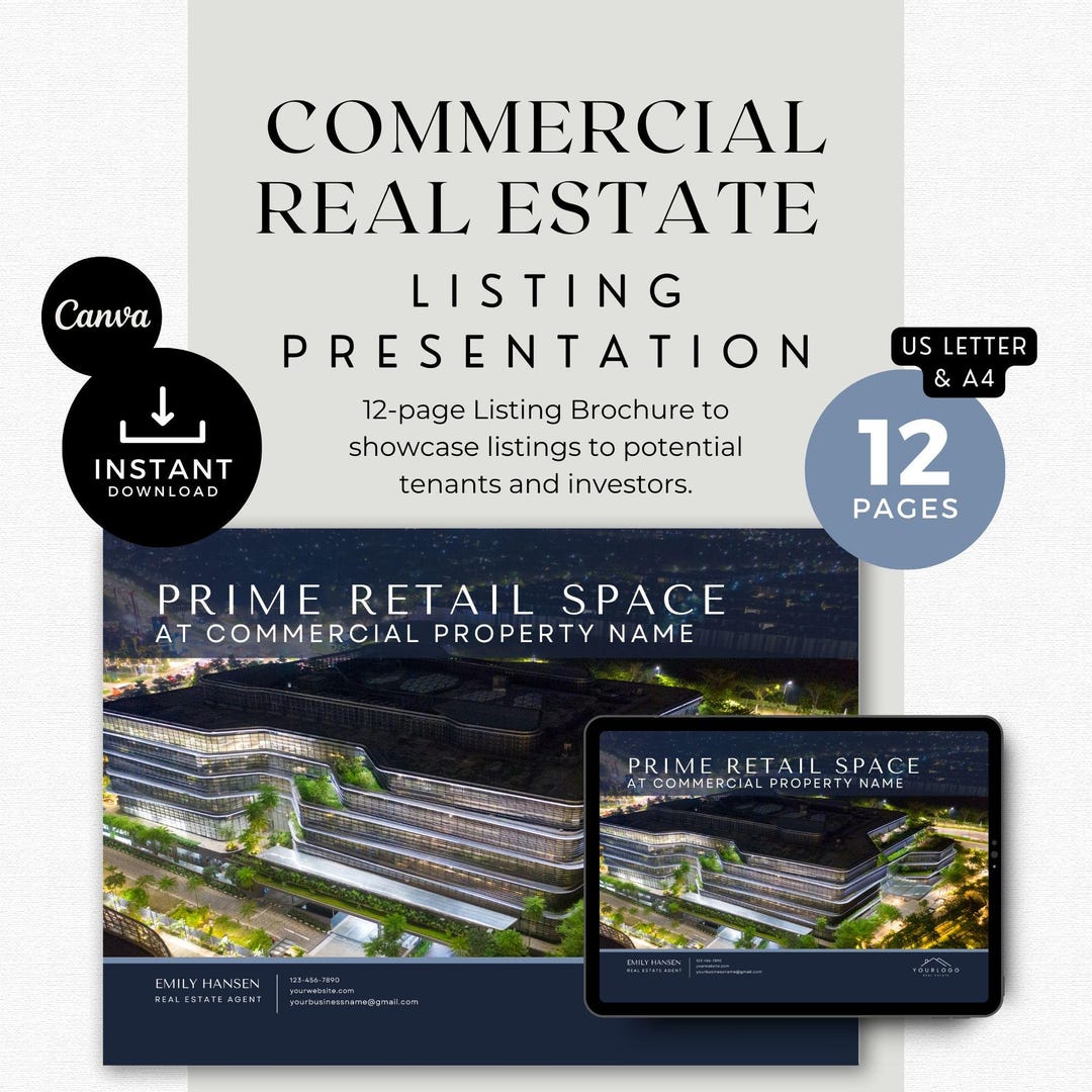 Commercial Real Estate Listing Presentation: Canva Brochure Template ...